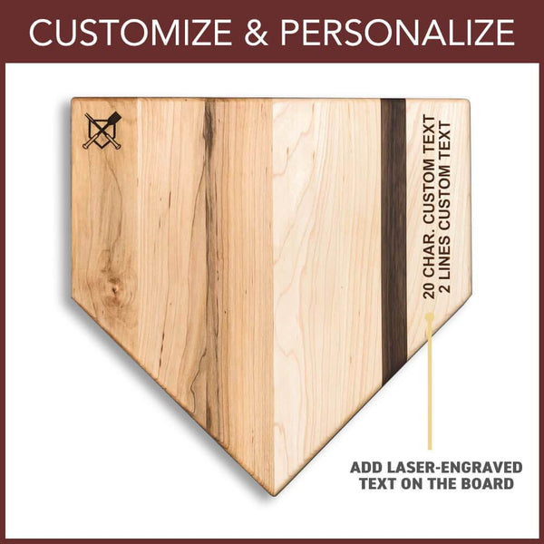 Full Size (17" x 17") Home Plate Cutting Board with Custom Text Engrav ...